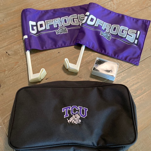 Other | New Tcu Fan Pack 2 Carflags Wine Charms Toiletry Bag | Poshmark